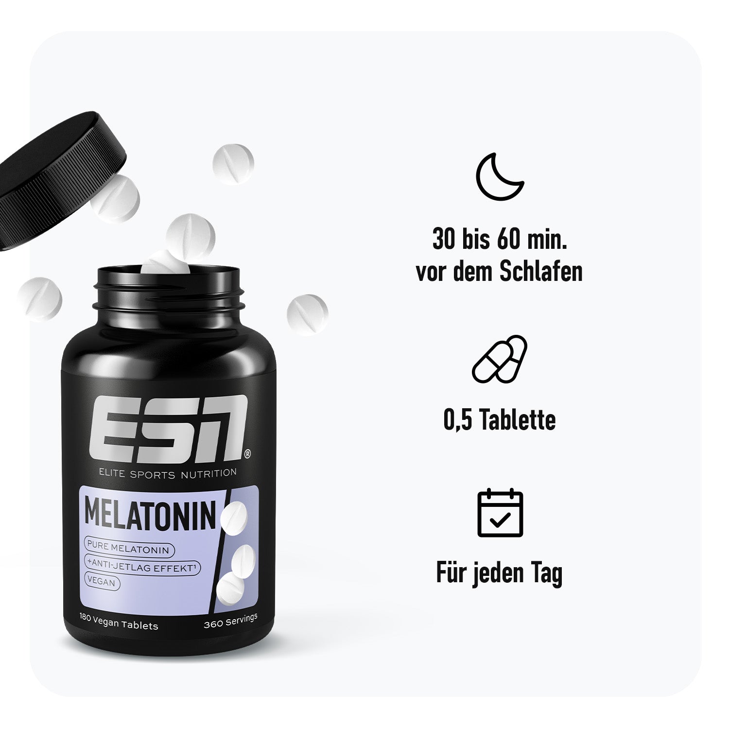 Melatonin Tabletten | 360 Portionen pro Dose | ESN