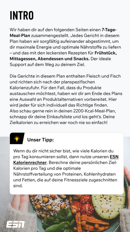 2200 Kalorien Ernährungsplan | Plan zum Download – ESN